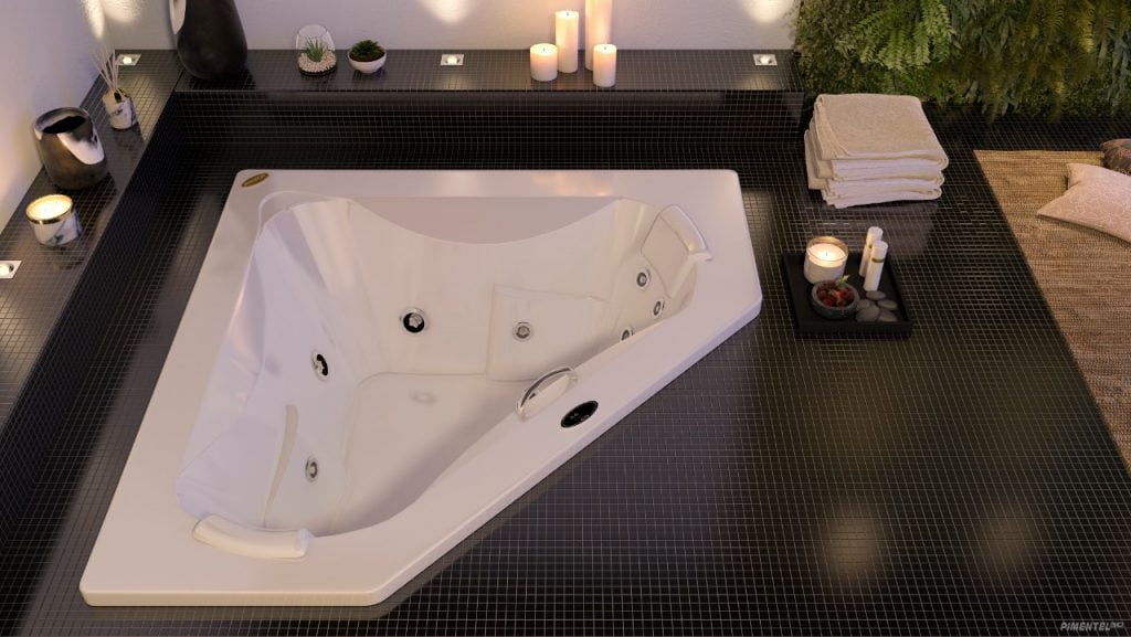 Bañera JACUZZI© con hidromasaje Espree Corner 152x152x55 - Arredobagno ...